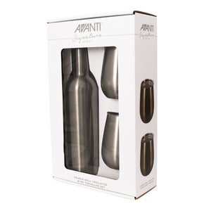 Avanti Double Wall Insulated Wine Traveller Set - Gunmetal